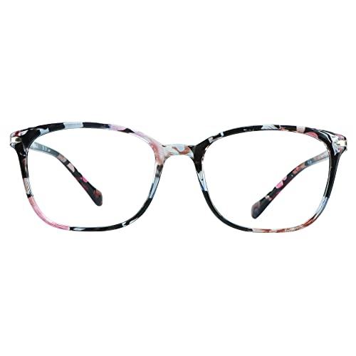 VisionGlobal Blue Light Blocking Glasses for Women, Anti Eyestrain, Computer Reading, TV Glasses, Stylish Square Frame, Anti Glare(No Magnification)