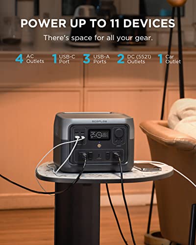 EF ECOFLOW Portable Power Station RIVER 2 Max, 512Wh LiFePO4 Battery/ 1 Hour Fast Charging, Up To 1000W Output Solar Generator (Solar Panel Optional) for Outdoor Camping/RVs/Home Use