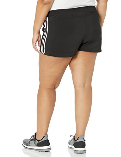 adidas Women's Pacer 3-Stripes Woven Shorts, Black/Clear Pink, XX-Large