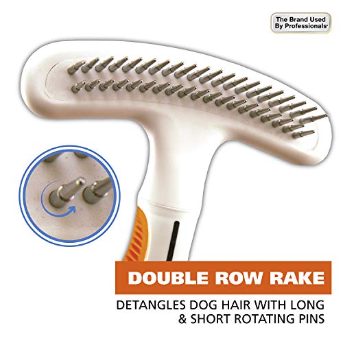 WAHL 2-in-1 Combination Double Row Pet Rake with Hair Shedding Blade for Dog or Cat Fur by The Brand Used by Professionals β Model 858424