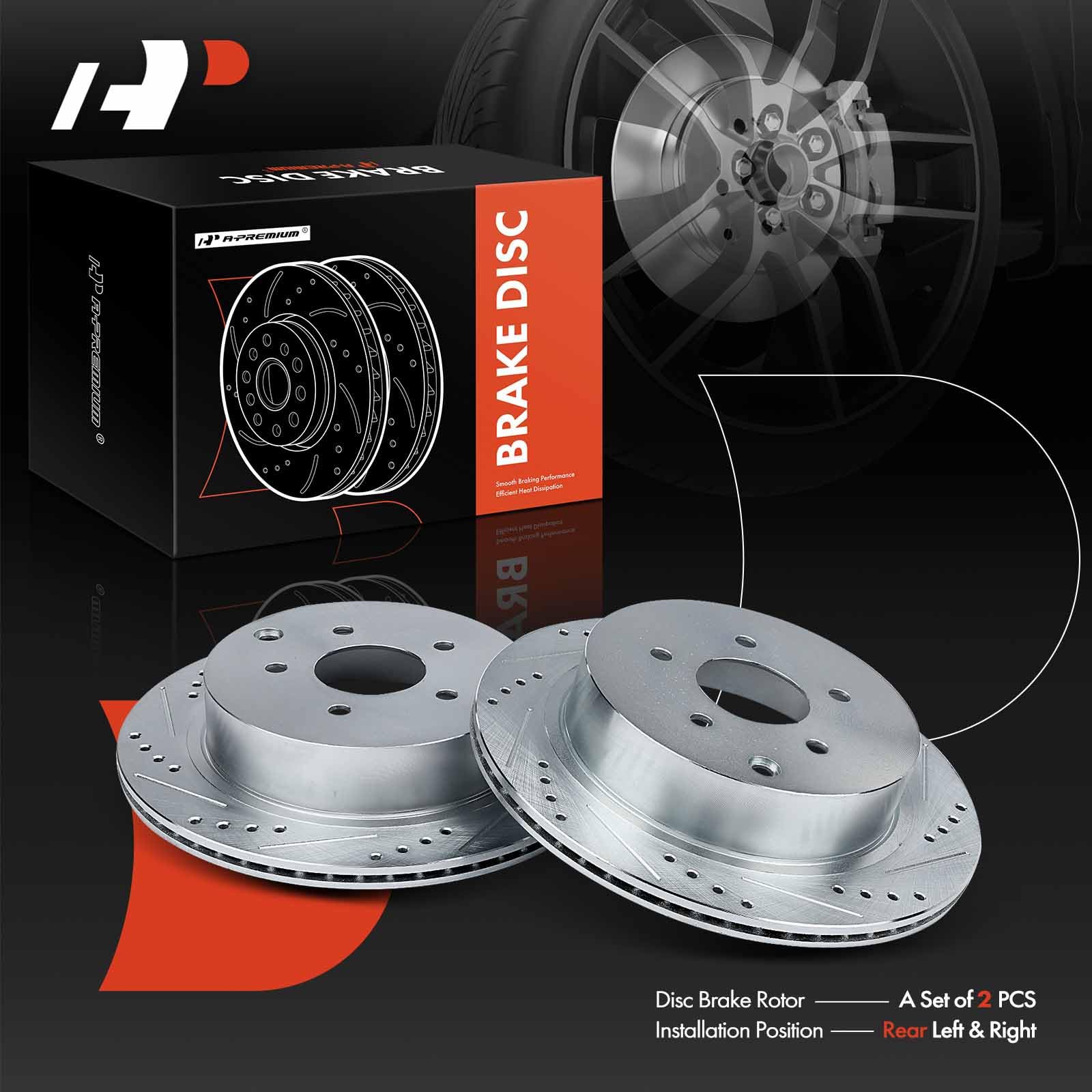 A-Premium 12.23 inch (310.6mm) Rear Drilled and Slotted Disc Brake Rotors Compatible with Select Nissan and Infiniti Models - Pathfinder 2013-2019, Quest, Murano, Q50, Q60, Q70, FX35, FX37, M37