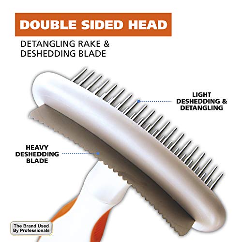 WAHL 2-in-1 Combination Double Row Pet Rake with Hair Shedding Blade for Dog or Cat Fur by The Brand Used by Professionals β Model 858424
