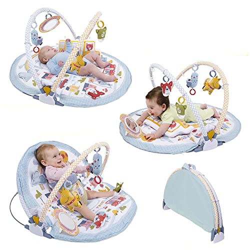 Yookidoo 3-in-1 Urban Baby Gym. Lay-to-Sit Up Play Mat with Tummy Time Pillow and Infant Toys. Easy Fold and Carry. 0-12 Month