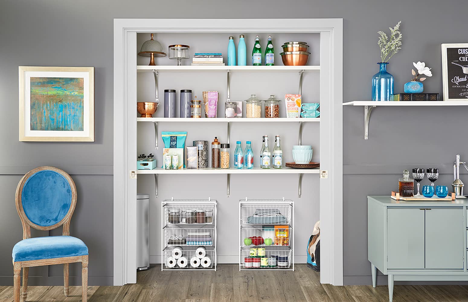 ClosetMaid Wire Basket 3 Drawer Organizer Unit with Shelf for Pantry, Closet, Clothes, Linens, Sturdy Steel, Easy Assembly, White