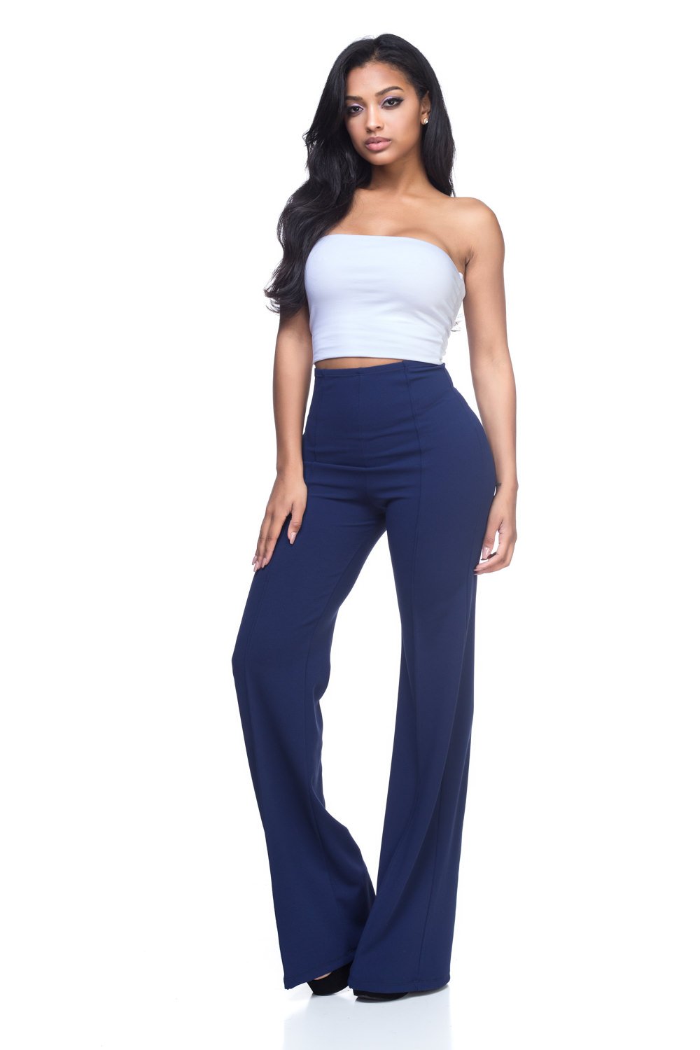 Women's J2 Love High Waist Bell Bottom Flare Pants, Small, Navy