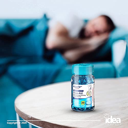 Equate Maximum Strength Sleep-Aid Softgels 50mg, 100 Ct (3 Pack) Bundle with Exclusive "Have a Great Sleep" - Better Idea Guide (4 Items)