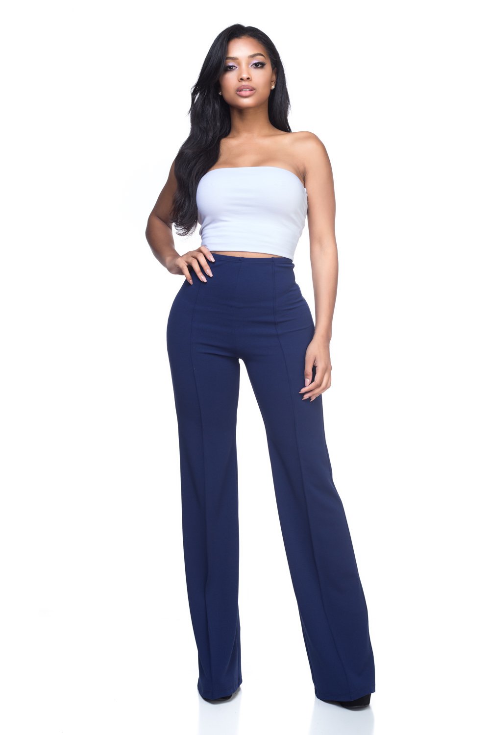 Women's J2 Love High Waist Bell Bottom Flare Pants, Small, Navy