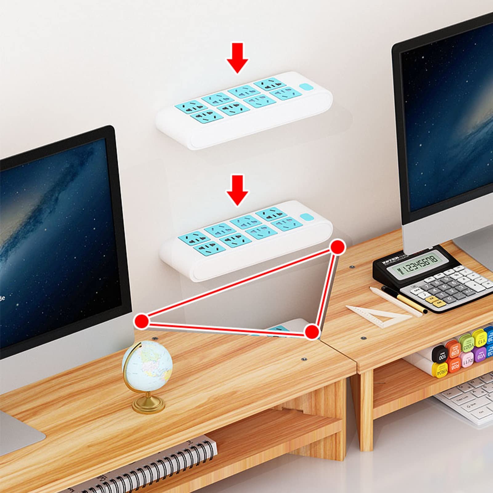 Wooden Dual Monitor Riser with Storage Shelf, Ergonomic Computer Monitor Stand, Workstation Large Screen Riser, L Shaped Desktop Corner Shelf