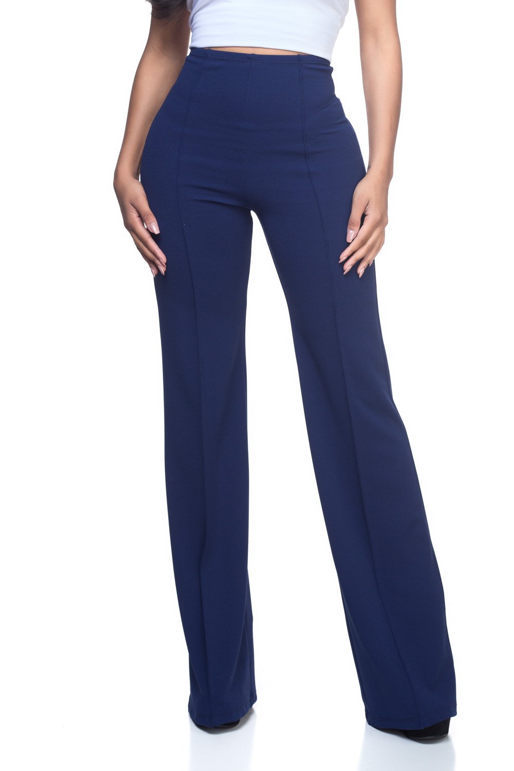 Women's J2 Love High Waist Bell Bottom Flare Pants, Small, Navy