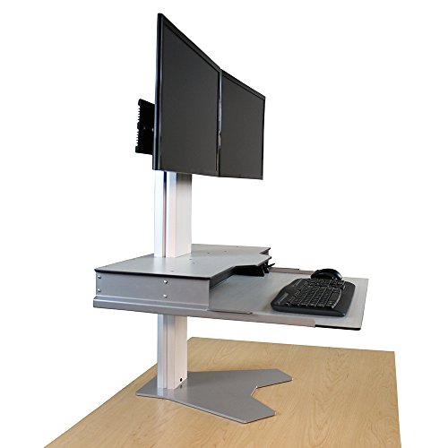 RightAngle Standing Desk Converter - Height Adjustable Sit Stand Desk Riser W/ Dual Monitor Support Hover Helium, 24" x 28", White