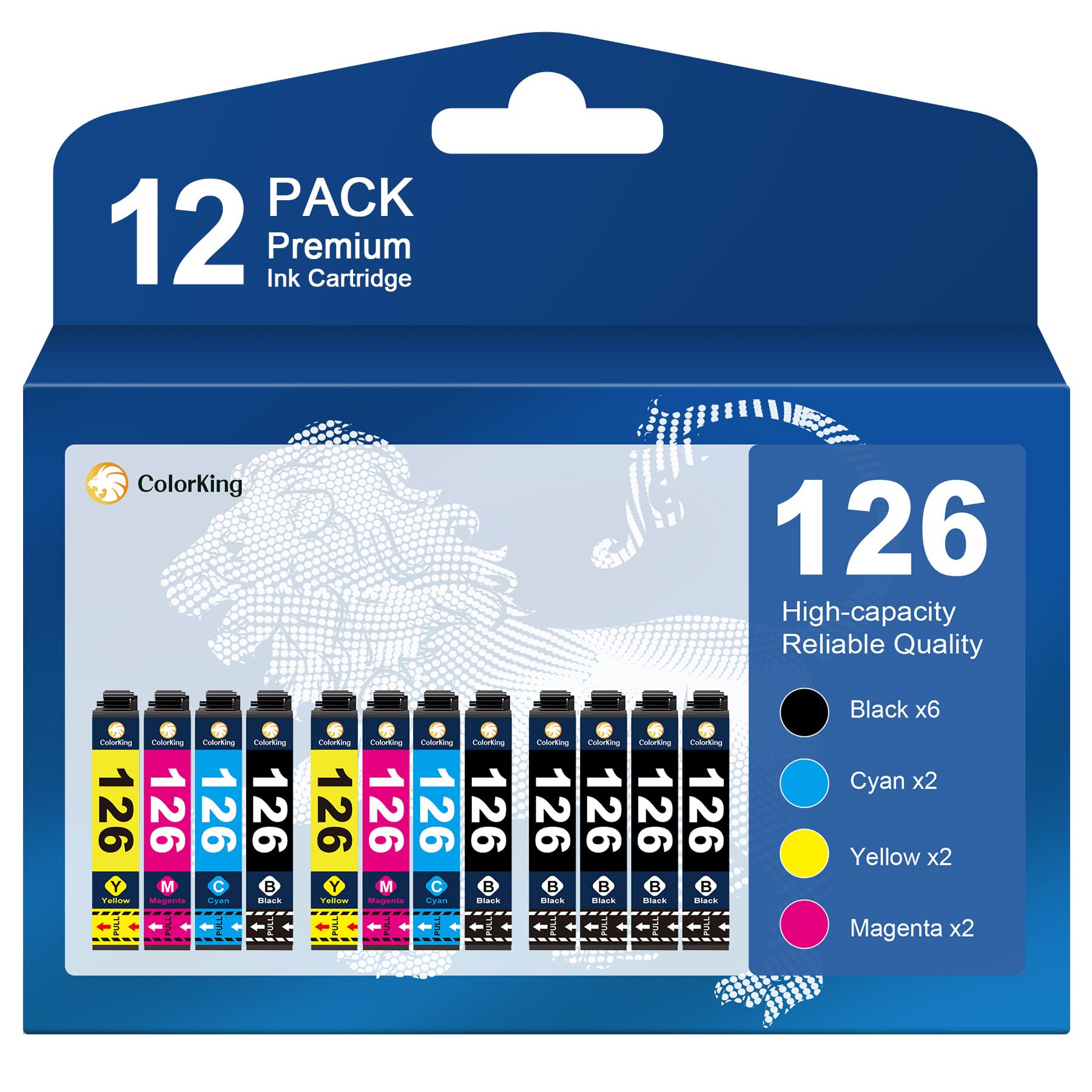 Colorking 126 Ink cartridges for EPSON Printer, High Yield T126 126XL Ink for Stylus NX330 NX430, for Workforce 435 520 545 630 845 WF-3520 WF-3530 WF-3540 WF-7010 WF-7510 WF-7520 Printer (12 Pack)