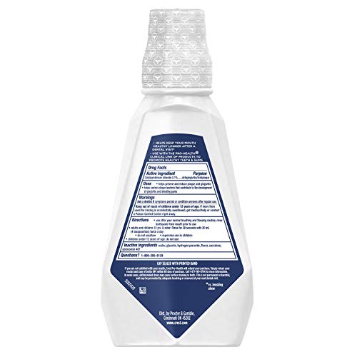 Crest Pro-Health Clinical Mouthwash with CPC (Cetylpyridinium Chloride), Gingivitis Protection, Alcohol Free, Deep Clean Mint, 473 Ml (16 fl oz), 4 Count