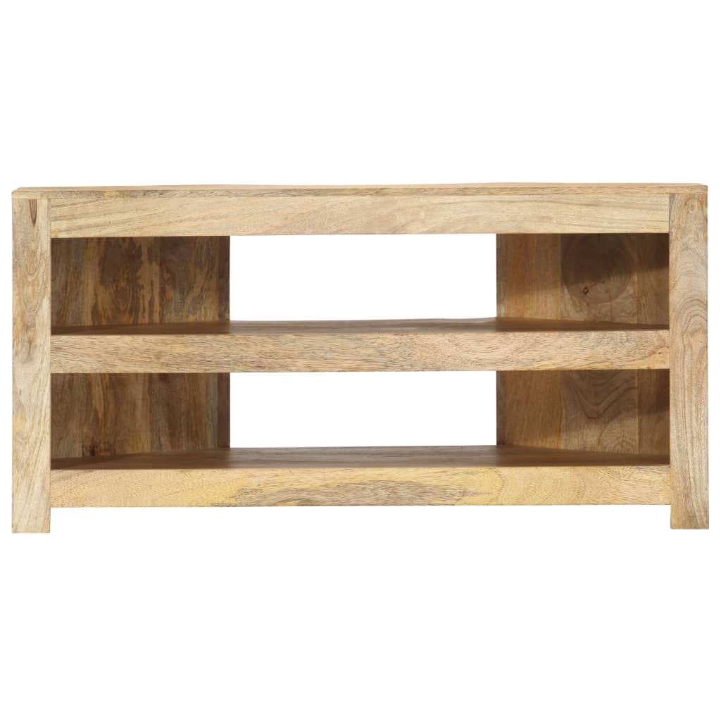 Corner TV Cabinet,TV Stand, Monitor Riser, Hi-Fi Cabinet, with 2 Open Shelves, 35.4"x17.7"x17.7" Solid Mango Wood
