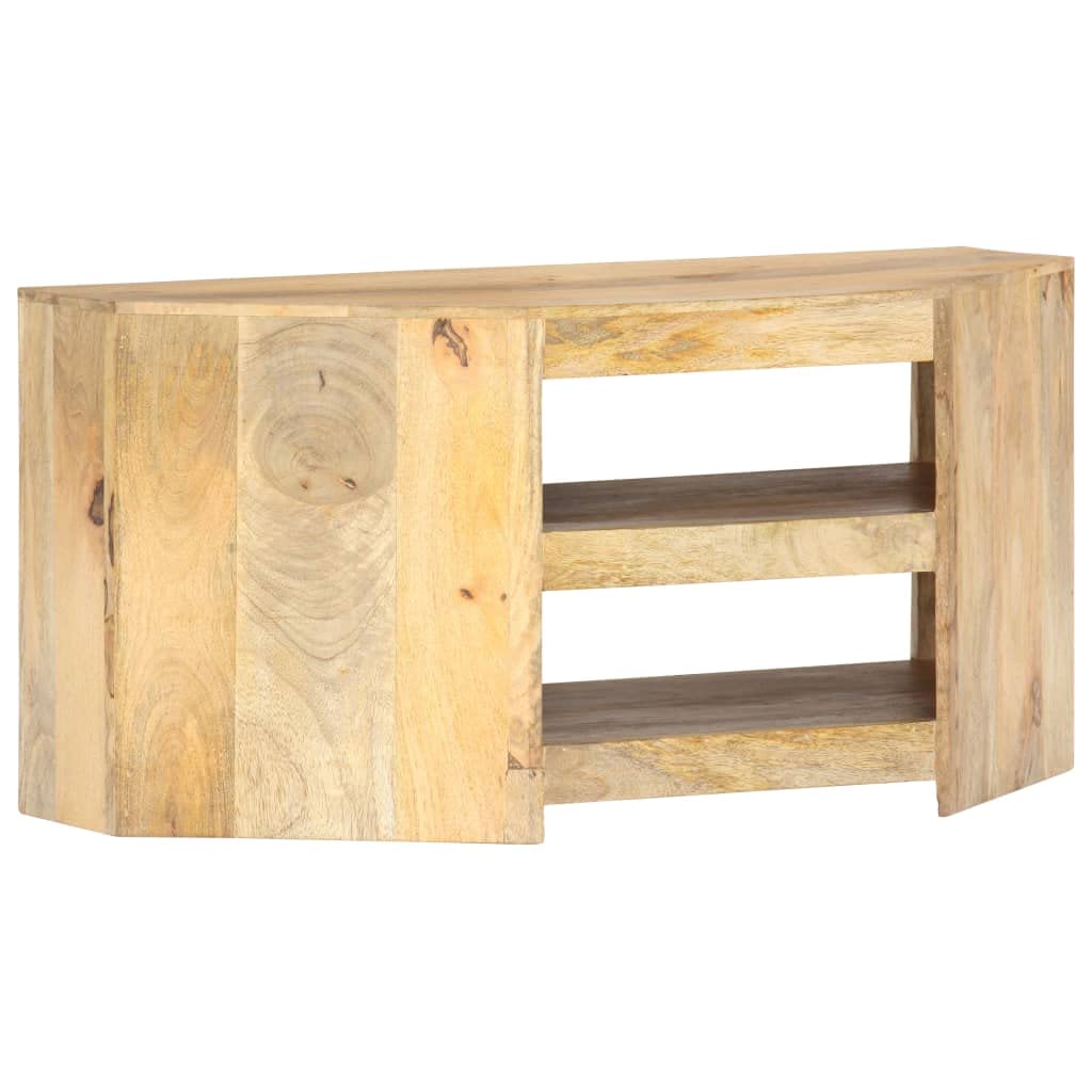 Corner TV Cabinet,TV Stand, Monitor Riser, Hi-Fi Cabinet, with 2 Open Shelves, 35.4"x17.7"x17.7" Solid Mango Wood