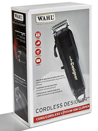 Wahl Professional - Cordless Designer Clipper with 90+ Minute Run Time Cord Cordless Convenience for Professional Barbers and Stylists - Model 8591