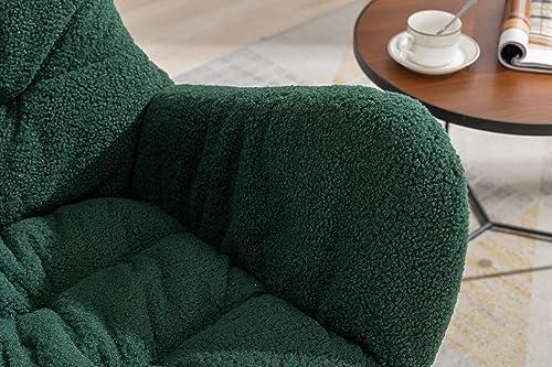 INMOZATA Rocking Chair Nursery Teddy Fabric Upholstered Glider Rocker with High Backrest, Modern Rocking Accent Chair for Nursery/Living Room/Bedroom(Green-Teddy)