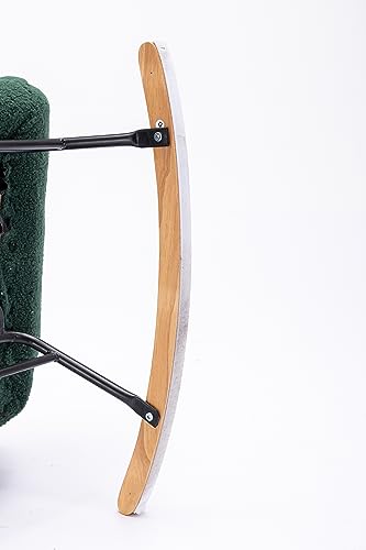 INMOZATA Rocking Chair Nursery Teddy Fabric Upholstered Glider Rocker with High Backrest, Modern Rocking Accent Chair for Nursery/Living Room/Bedroom(Green-Teddy)