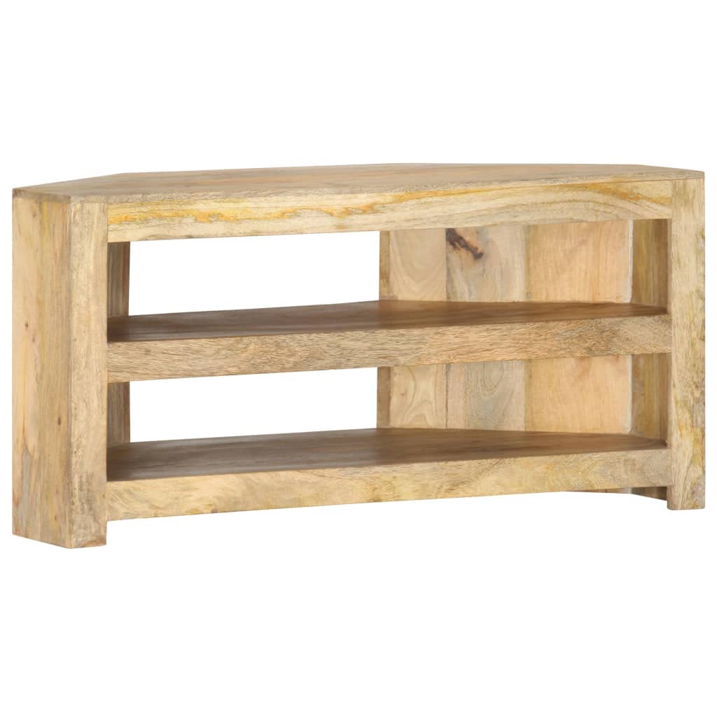 Corner TV Cabinet,TV Stand, Monitor Riser, Hi-Fi Cabinet, with 2 Open Shelves, 35.4"x17.7"x17.7" Solid Mango Wood