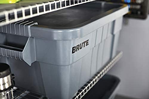 Rubbermaid Commercial Products Brute Tote Storage Container With Lid, 20- Gallon, Gray (FG9S3100GRAY)