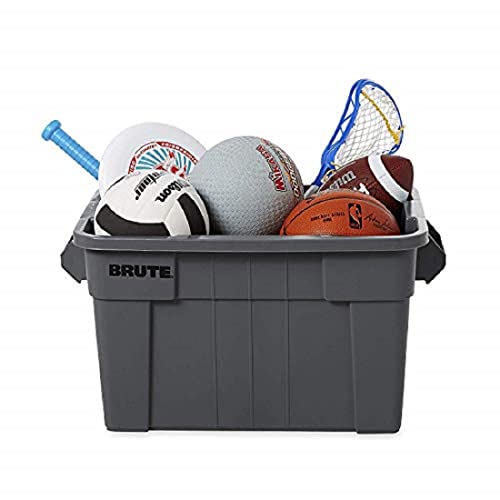 Rubbermaid Commercial Products Brute Tote Storage Container With Lid, 20- Gallon, Gray (FG9S3100GRAY)