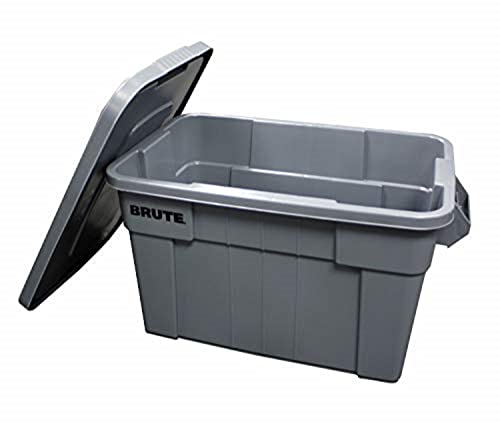 Rubbermaid Commercial Products Brute Tote Storage Container With Lid, 20- Gallon, Gray (FG9S3100GRAY)