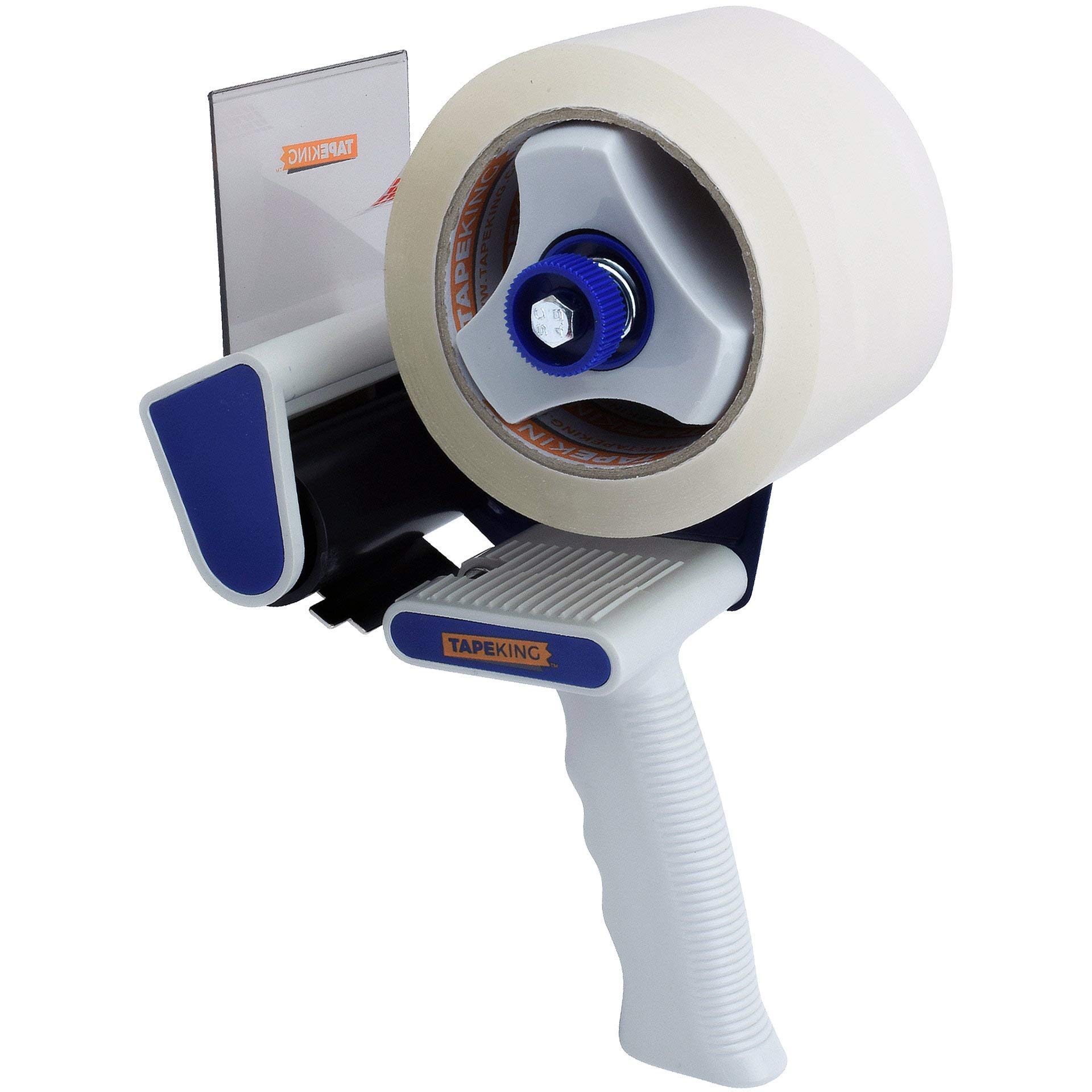 Tape King Packing Tape with Dispenser - 3-Inch-Wide Handheld Tape Gun w/Extra Roll of Packaging Tape for Sealing, Storing and Shipping Boxes