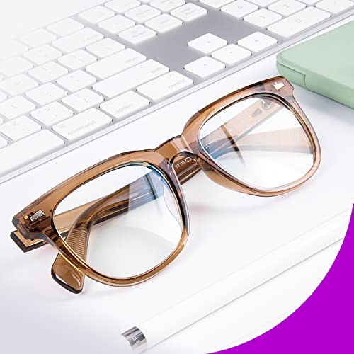 VISOONE Square TR90 Blue Light Blocking Glasses with Anti Glare Computer Glass Woman and Men SAGE