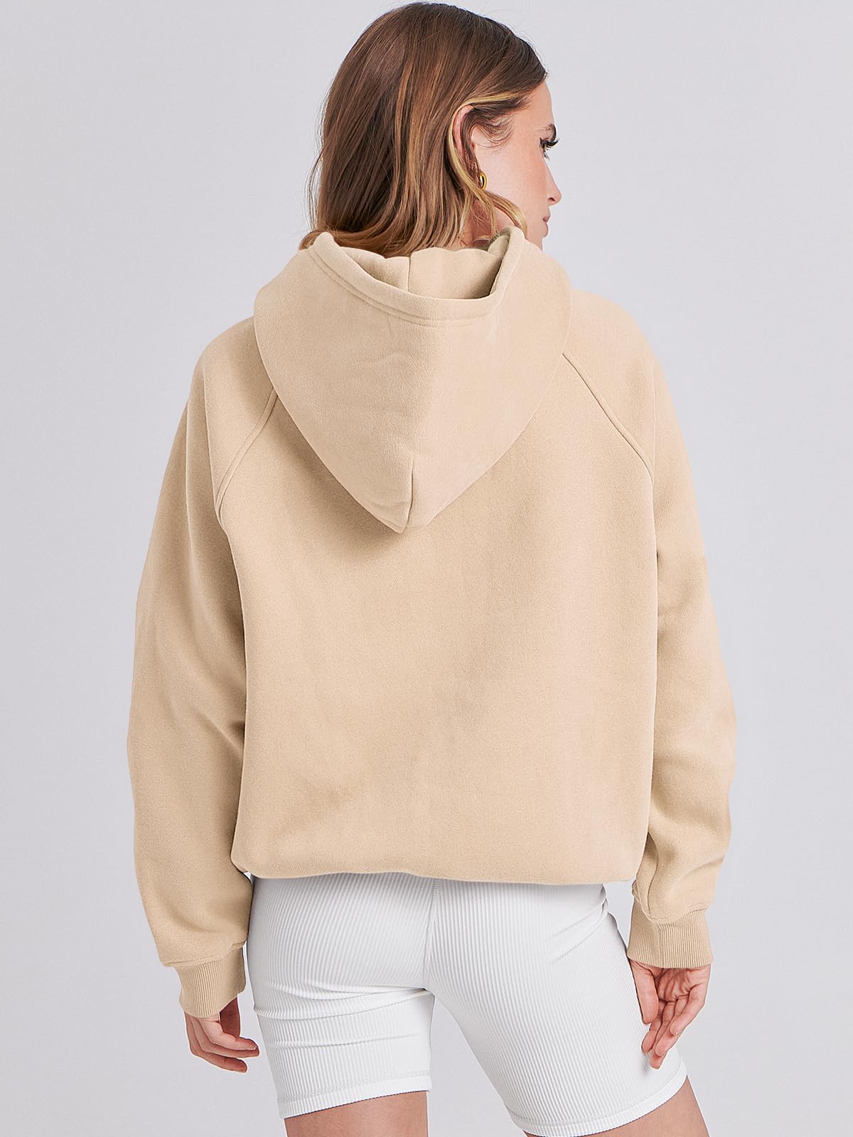 ANRABESS Women Hoodies Oversized Fleece Long Sleeve Comfy Casual Basic Pullover Sweatshirts 2025 Fall Outfits Sweater Dark Apricot Medium