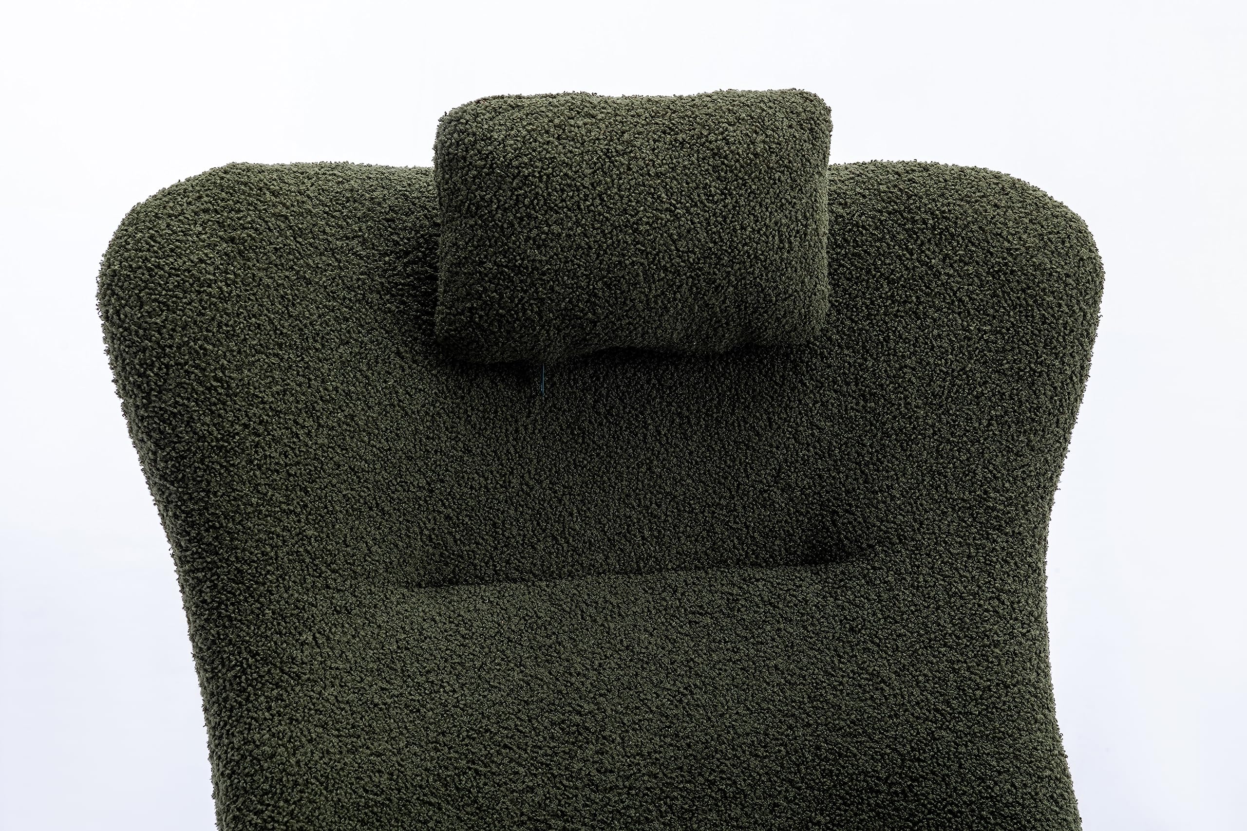 Lepfun 35.5 inch Casual, Soft Teddy Velvet Fabric Rocking Chair for Nursery,Comfy Wingback Glider Rocker with Safe Solid Wood Base for Living Room Bedroom and Balcony,Dark Green