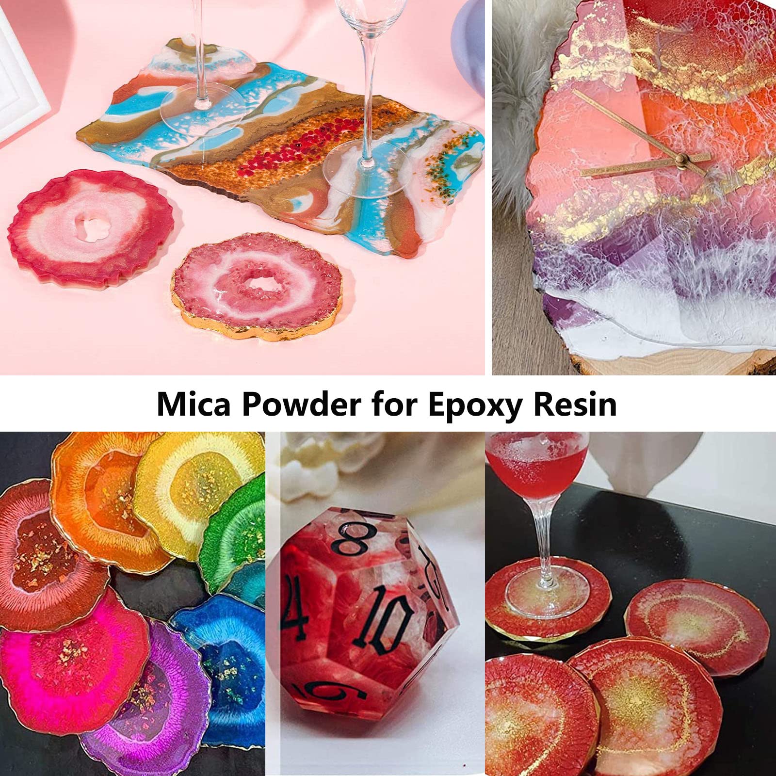 Mica Powder - Pearlescent Epoxy Resin Color Pigments Set - Natural Cosmetic Grade Pigment for Soap Dye, Pigment for Paint, Epoxy Resin, Candle Making, Bath Bombs, Lip Gloss, Slime Dye Set 18 Colors
