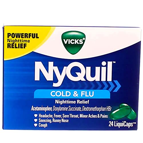 Vicks NyQuil Cold & Flu Nighttime Relief LiquiCaps 24 ea (Pack of 3)