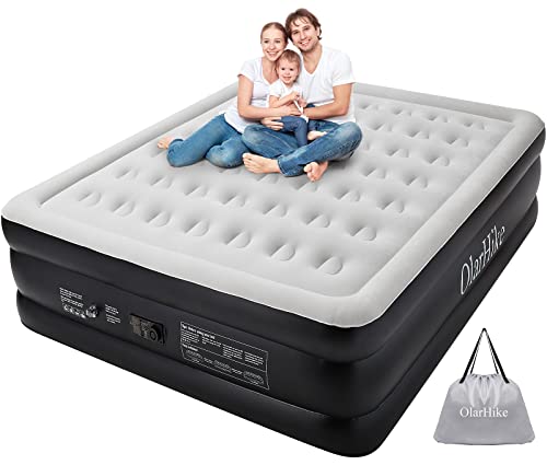 OlarHike Inflatable King Air Mattress with Built in Pump,18"Elevated Durable Air Mattresses for Camping,Home&Guests,Fast&Easy Inflation/Deflation Airbed,Black Family Blow up Bed,Travel Cushion,Indoor