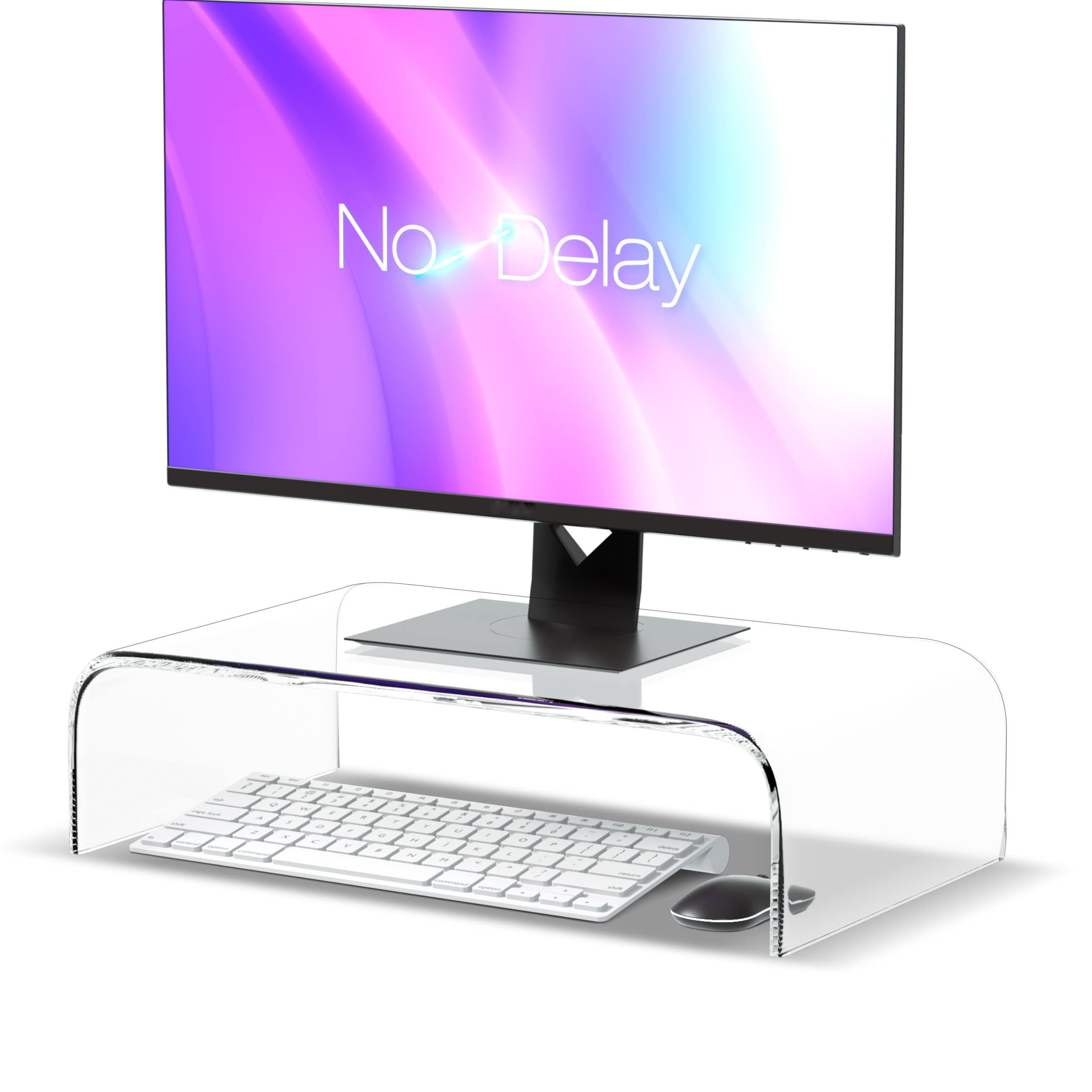 LFTYTUO Clear Acrylic Monitor Stand (4" Riser), Acrylic Computer Monitor Stand Holder for Home Office Desktop Corner, Freestanding Healthy/Comforting Desk Accessories for iMac, PC, Desktop, Laptop, TV