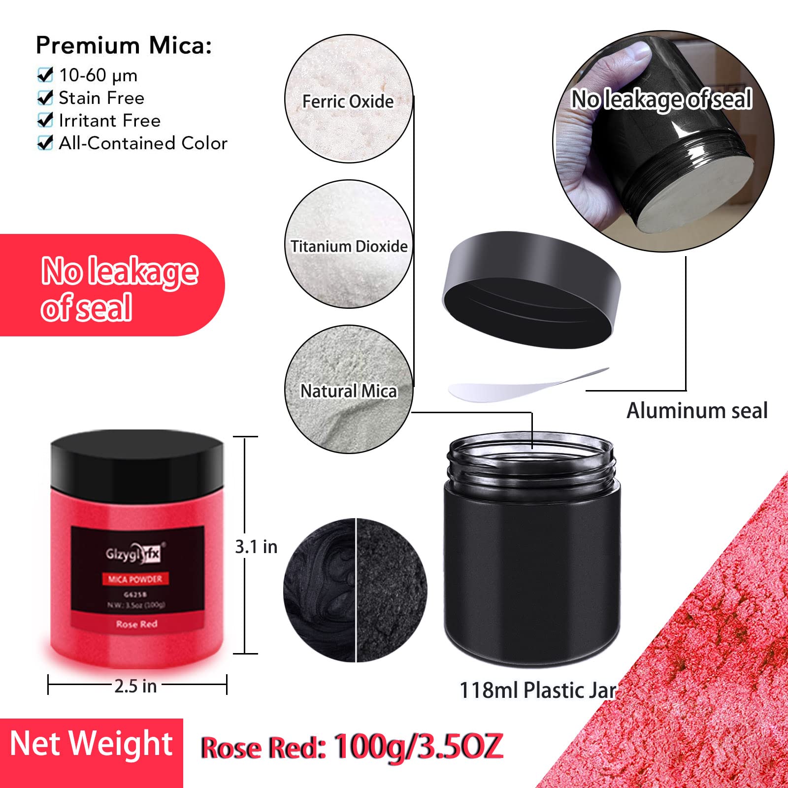 Mica Powder - Pearlescent Epoxy Resin Color Pigments Set - Natural Cosmetic Grade Pigment for Soap Dye, Pigment for Paint, Epoxy Resin, Candle Making, Bath Bombs, Lip Gloss, Slime Dye Set 18 Colors