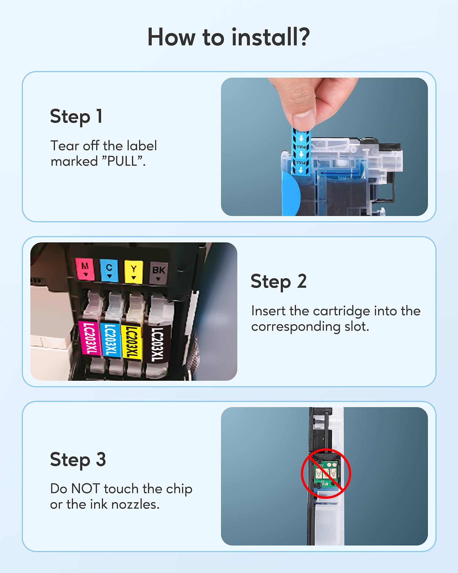 DAM aila Compatible Ink Cartridge Replacement for Brother LC203XL LC201XL LC203 LC201 to Use with MFC-J480DW MFC-J880DW MFC-J4420DW MFC-J680DW MFC-J885DW (2 Cyan, 2 Magenta, 2 Yellow, 6 Pack)