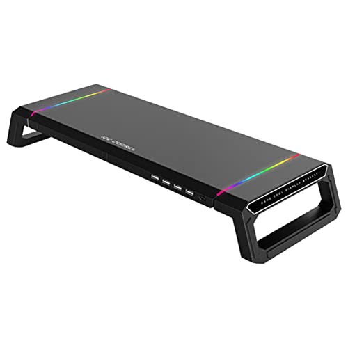 VASDEV Monitor Stand Riser for Desk, RGB Monitor Stand Riser, Computer RGB Monitor Stand Riser, RGB Gamin Computer Monitor Stand, RGB Gamin Computer Monitor Stand Riser with Drawer, Storage and Phone