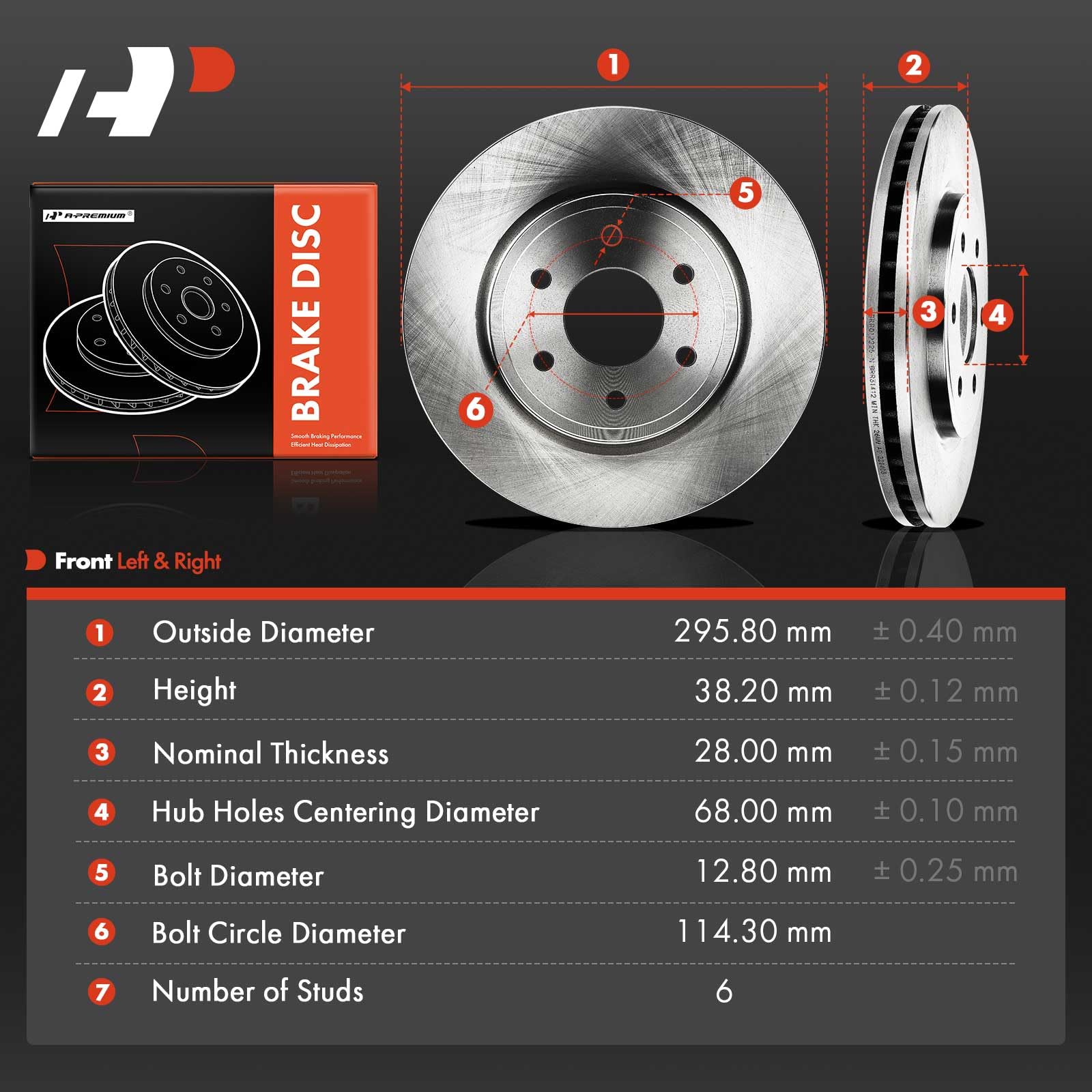 A-Premium 11.65 inch (296mm) Front Vented Disc Brake Rotors Compatible with Select Nissan and Suzuki Models - Frontier 2005-2022, Pathfinder 2004-2012, Xterra 2005-2015, Equator 2009-2012, 2-PC Set