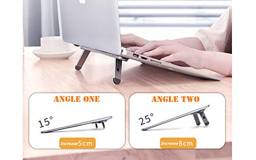 Zupro Portable Laptop Stand,Foldable Adjustable Heights,Invisible Aluminum Lightweight Laptop Keyboard Holder Riser,Ergonomic,Compatible with 10 to17 Inches Notebook Computer.Self-Adhesive.(Black)
