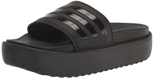 adidas Women's Adilette Platform Slide Sandal, Black/Black/Black, 7