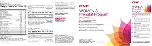 GNC Women's Prenatal Program | Daily Supplement System | Supports Healthy Development for Your Baby with Zinc & Iron for Fetal Needs | Targeted Prenatal and Pregnancy Essentials | 30 Packs