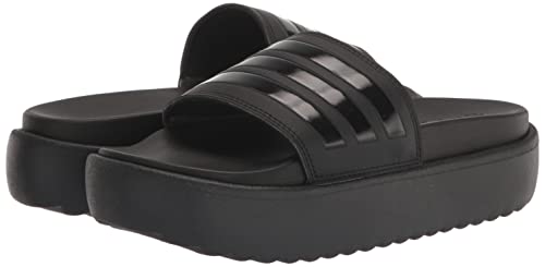 adidas Women's Adilette Platform Slide Sandal, Black/Black/Black, 7