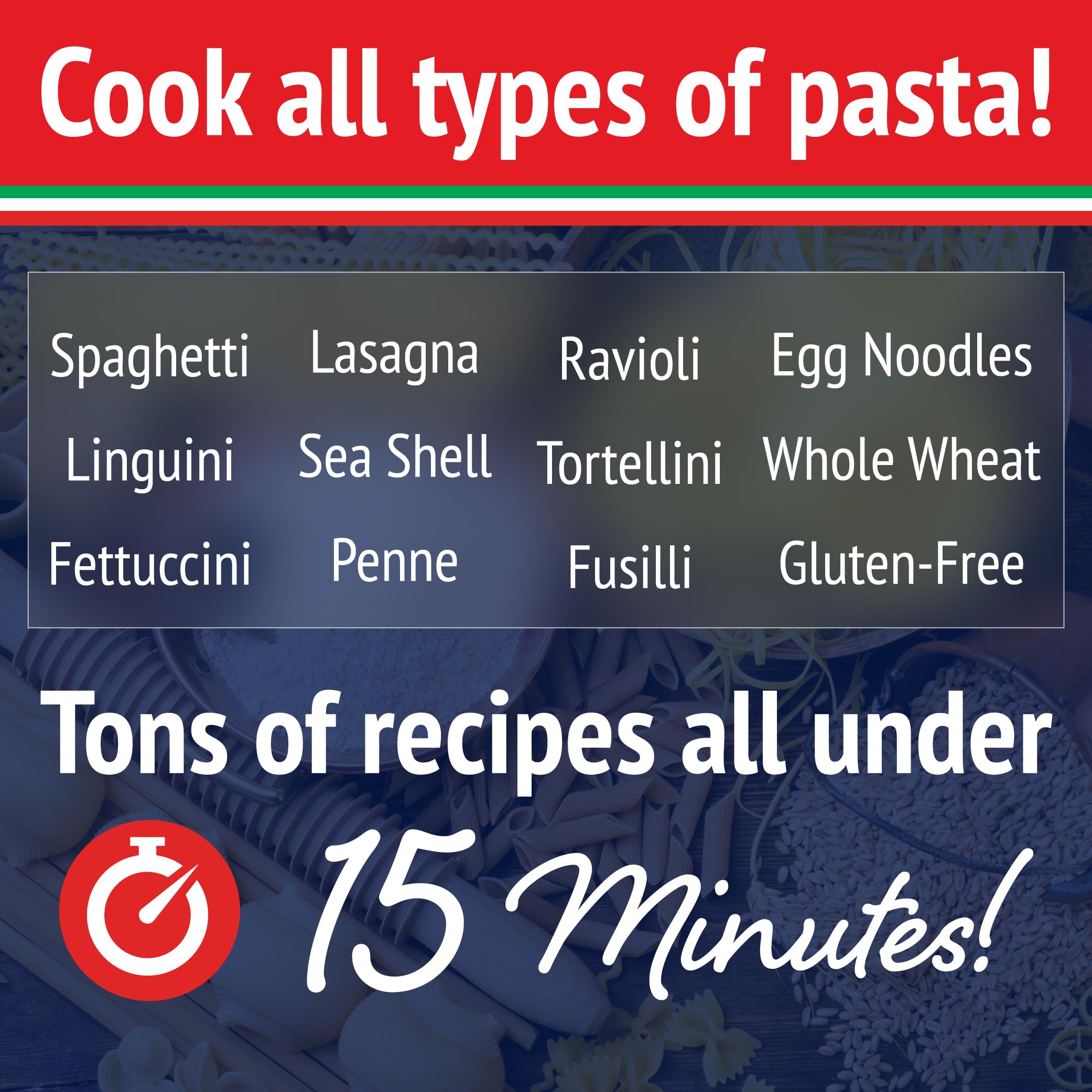 Microwave Pasta Cooker- The Original Fasta Pasta (Red)- Quickly Cooks up to 4 Servings- No Mess, Sticking or Waiting For Boil- Perfect Al Dente Pasta Every Time- For Dorms, Small Kitchens, or Offices