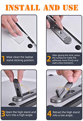 Zupro Portable Laptop Stand,Foldable Adjustable Heights,Invisible Aluminum Lightweight Laptop Keyboard Holder Riser,Ergonomic,Compatible with 10 to17 Inches Notebook Computer.Self-Adhesive.(Black)