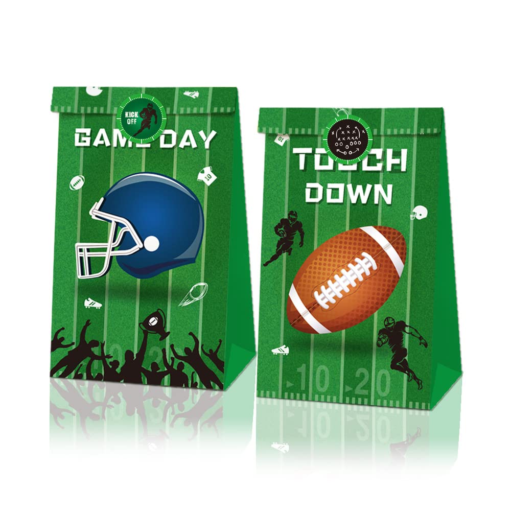 aukeoss 24 Packs Football Bags,Sports Day Party Bags,Biscuit，Cakes,Chocolates,Candies Snack Packaging Paper Bags for Birthday Party