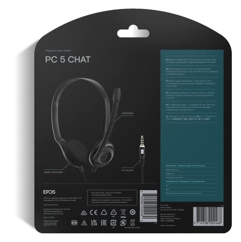 Epos Sennheiser Pc 5 Chat Wired Headphone For Pc - Black, All-Size