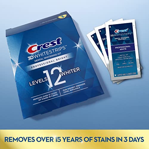 Crest 3D Whitestrips Professional Bright Levels 12 Teeth Whitening Kit, 18 Treatments, 1, 36.0 Count