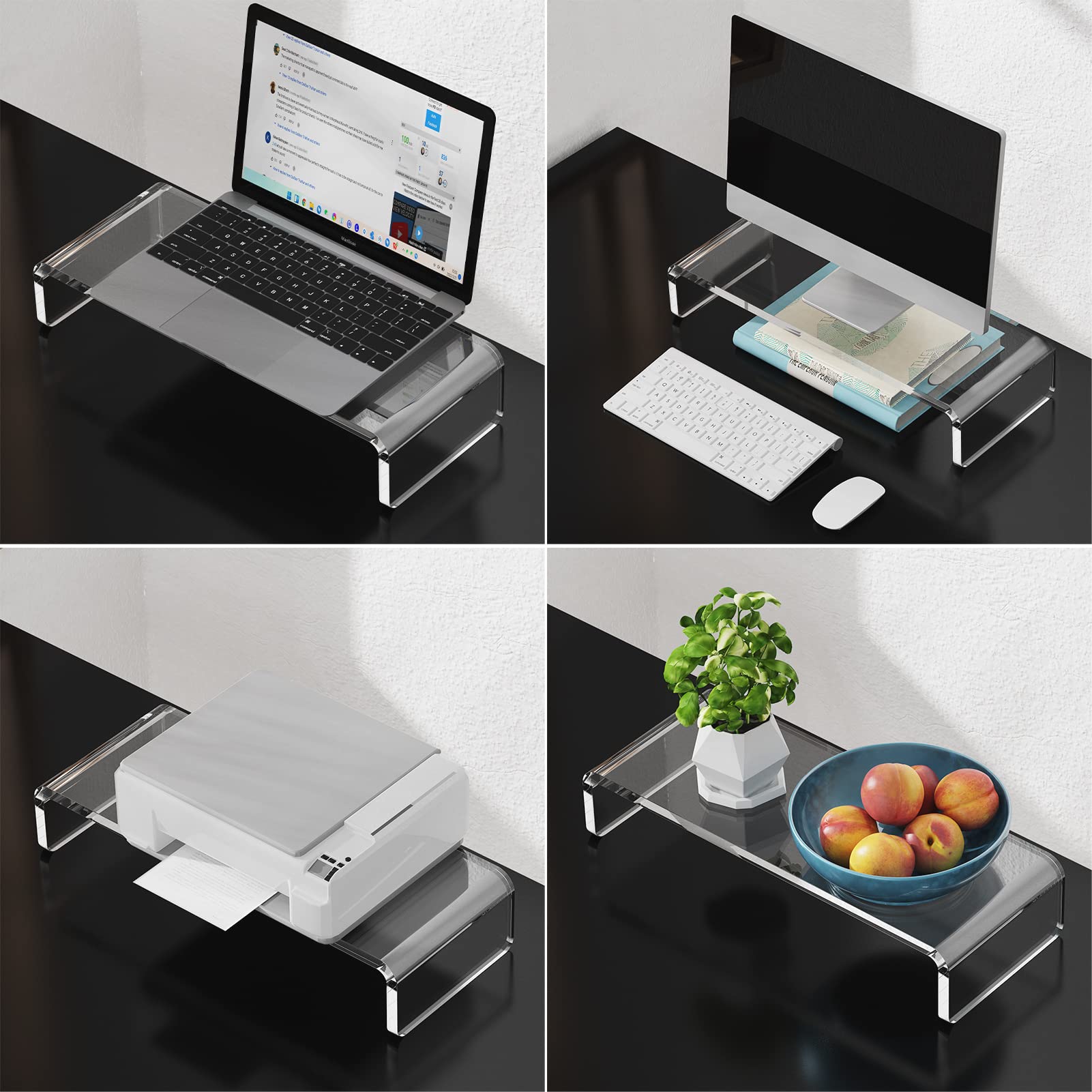 Zimilar 20 inch Large Acrylic Monitor Stand Riser, Crystal Clear Monitor Riser, Acrylic Computer Stand Riser with Keyboard Storage for Computer, Laptop, PC,iMac