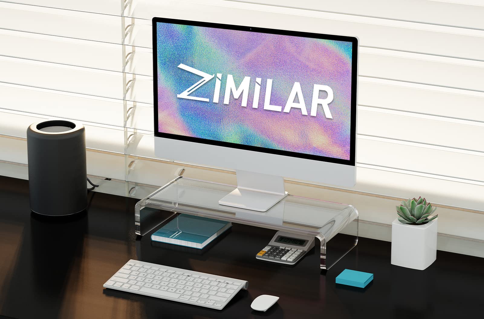 Zimilar 20 inch Large Acrylic Monitor Stand Riser, Crystal Clear Monitor Riser, Acrylic Computer Stand Riser with Keyboard Storage for Computer, Laptop, PC,iMac