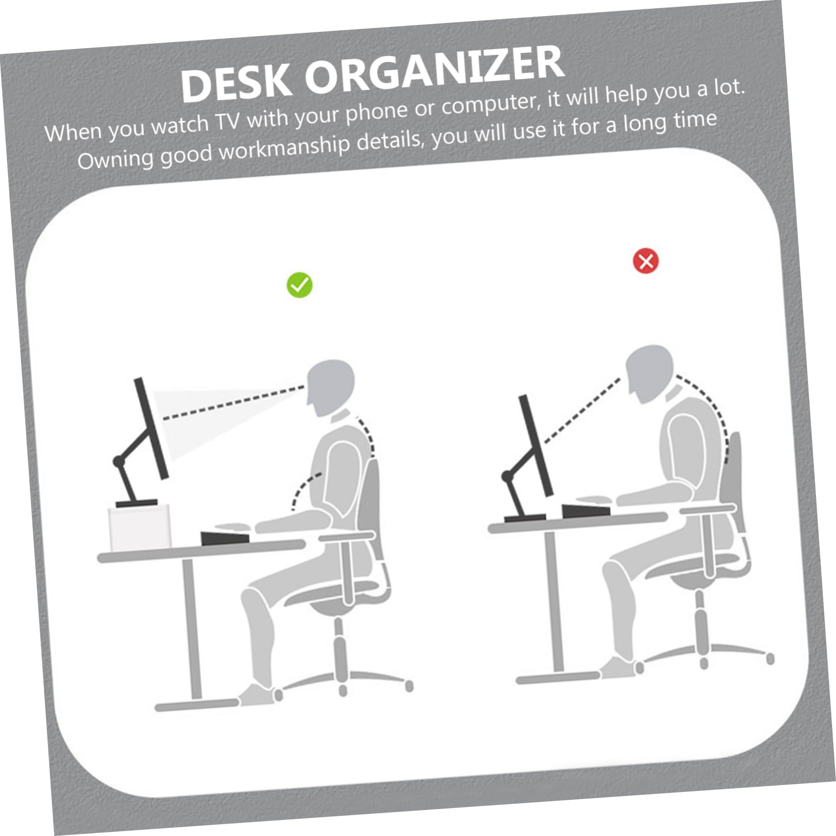 HEALEEP 1Pc Desktop Computer Bracket Computer Monitor Riser Computer Desk Riser Monitor Stand Riser Computer Screen Holder Shelf Bracket Table Storage Rack pp Neck Guard Product White