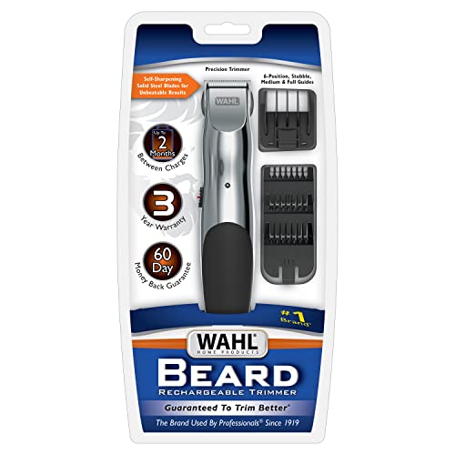 Wahl Clipper Rechargeable Beard Trimmer With Travel Lock, Self-sharpening Blades, and 10 Different Trimming Lengths – Model 9916-817V